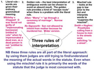 Statutory Interpretation - approaches and rules applied | PPT