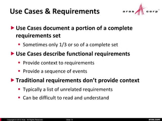 Aras and Developing Deployment Use Cases and Requirements | PDF