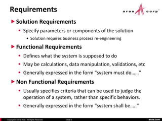 Aras and Developing Deployment Use Cases and Requirements | PDF