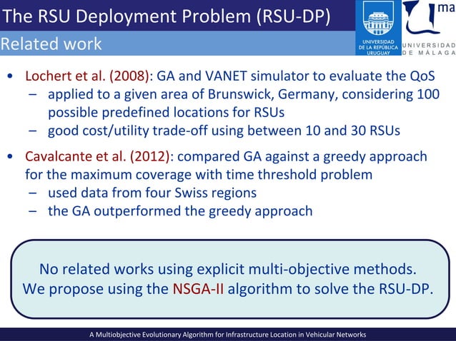 A Multiobjective Evolutionary Algorithm For Infrastructure Location In Vehicular Networks Ppt