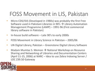 Free and Open Source Software Movement in Libraries of Pakistan | PPT