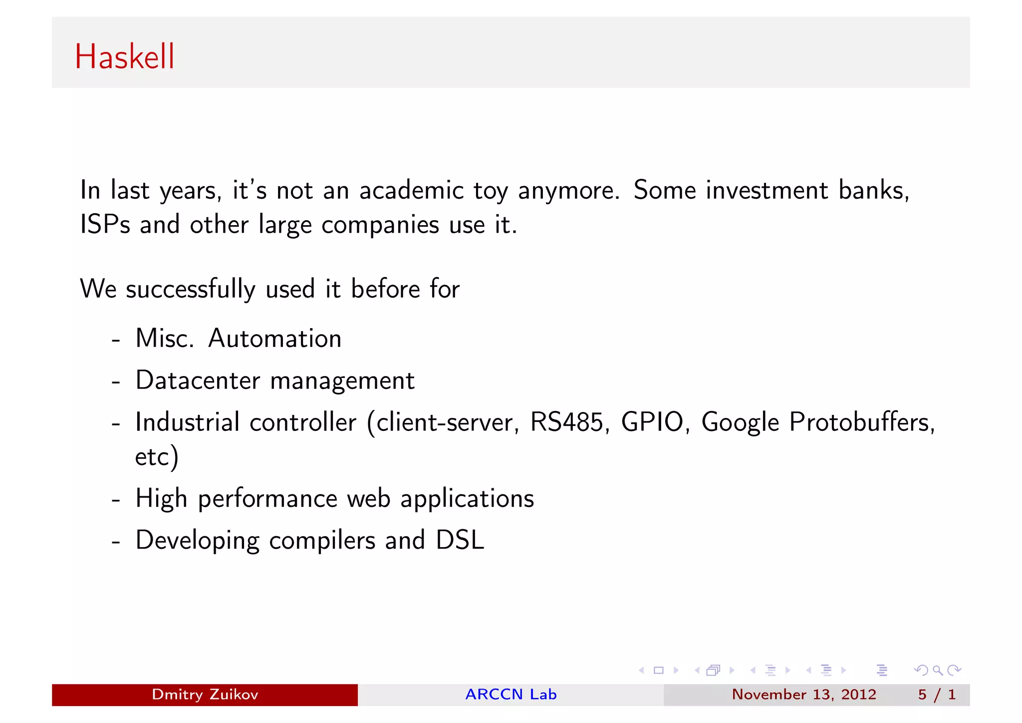 Haskell-related part of speech in ONLab | PPT