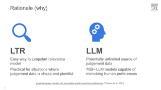 Building Learning to Rank (LTR) search reranking models using Large Language Models (LLM) | PPTX