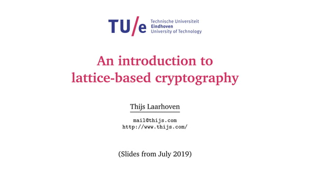 An Introduction To Lattice Based Cryptography Pdf Physics Science