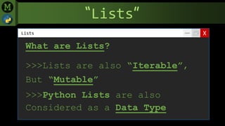 Python lists (menard maranan) | PDF | Programming Languages | Computing
