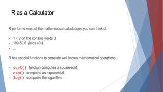 R Introduction - R Vectors and the Environment | PPT