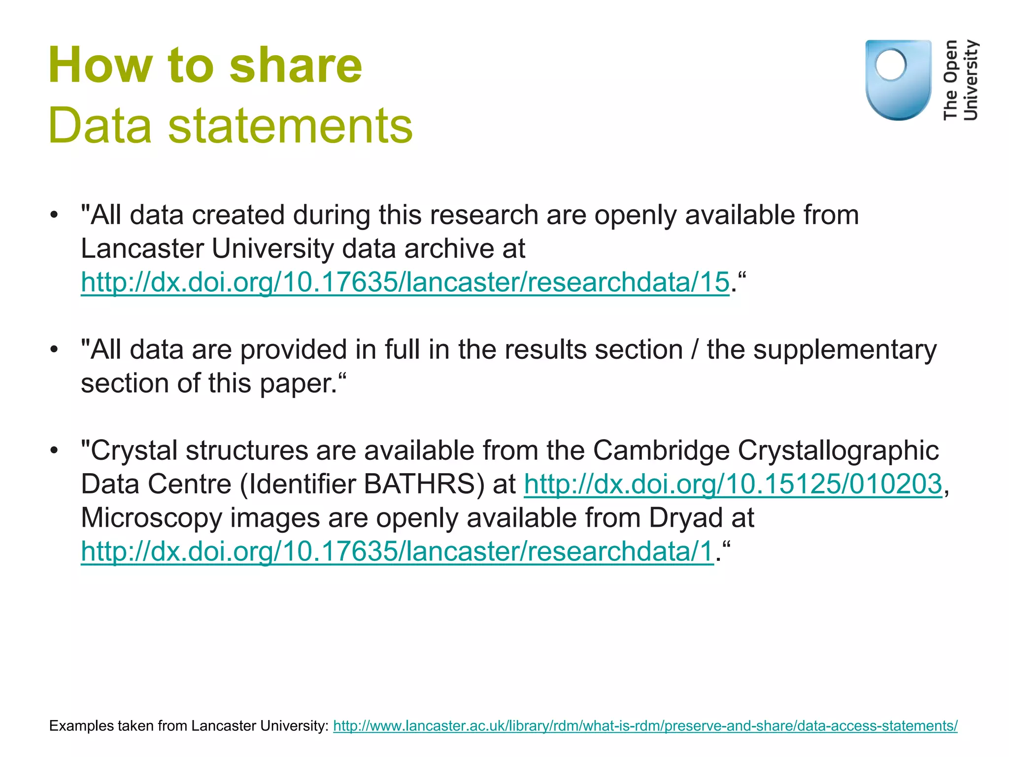 Data sharing: How, what and why? | PDF