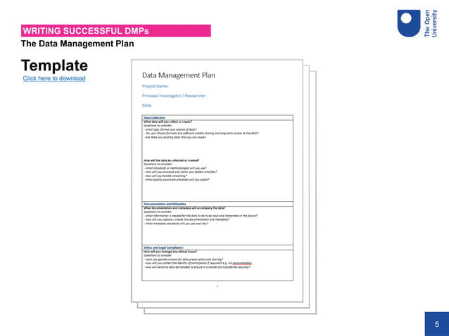 Writing successful Data Management Plans | PPT