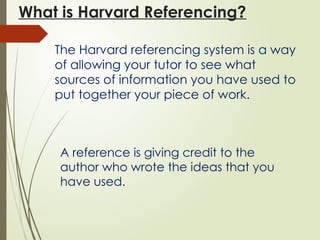 How to reference using the Harvard referencing system. | PPT