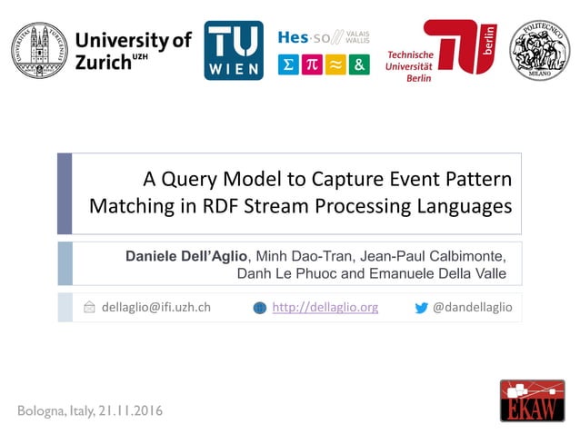 RSEP-QL: A Query Model to Capture Event Pattern Matching in RDF Stream Processing Languages | PPT
