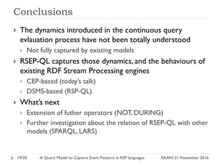 RSEP-QL: A Query Model to Capture Event Pattern Matching in RDF Stream Processing Languages | PPT