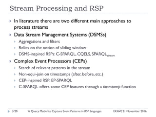 RSEP-QL: A Query Model to Capture Event Pattern Matching in RDF Stream Processing Languages | PPT