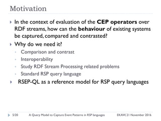 RSEP-QL: A Query Model to Capture Event Pattern Matching in RDF Stream Processing Languages | PPT