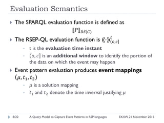 RSEP-QL: A Query Model to Capture Event Pattern Matching in RDF Stream Processing Languages | PPT