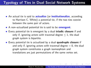 The Duality of Structure and Culture in Social Networks: A Formal ...