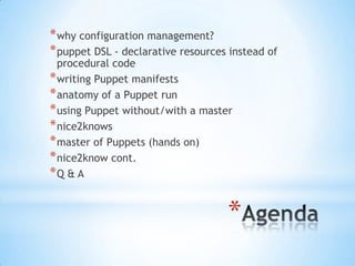 Introduction to puppet - Hands on Session at HPI Potsdam | PPTX