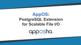 PGConf.ASIA 2019 Bali - AppOS: PostgreSQL Extension for Scalable File I/O - Kim Sangwook | PPT