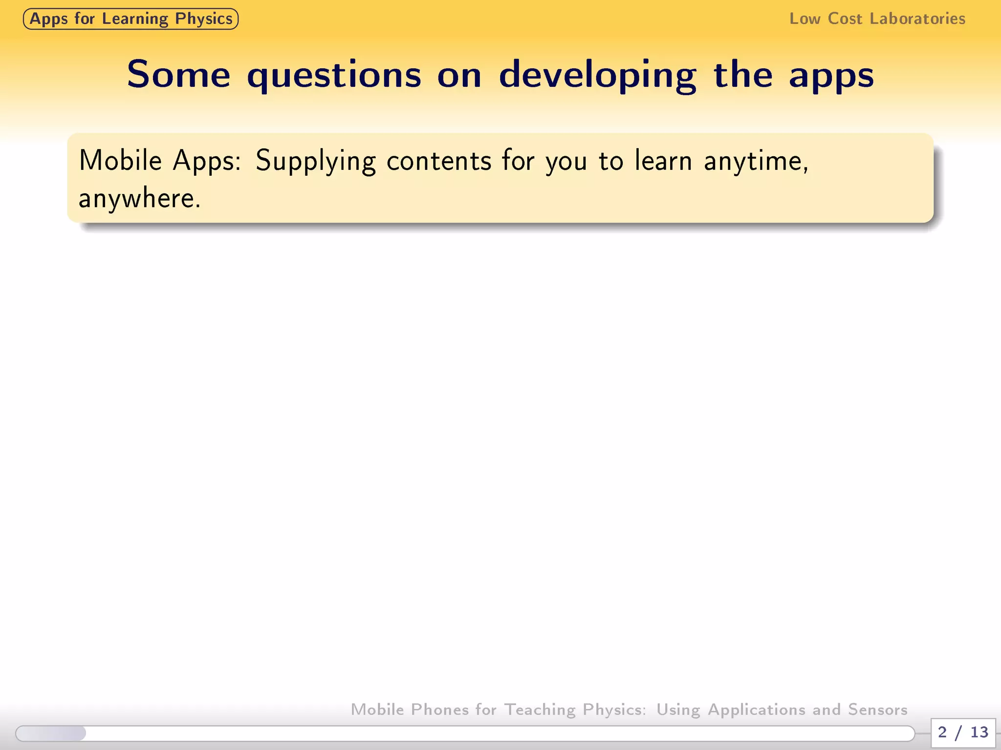 Mobile Phones for Teaching Physics: Using Applications and Sensors | PDF