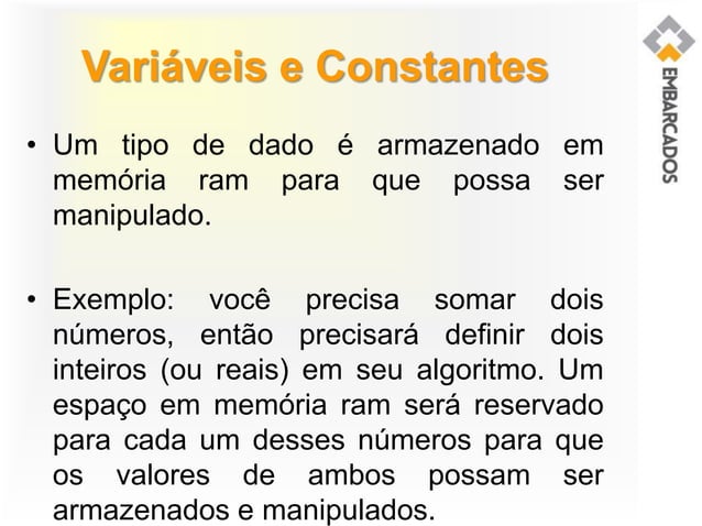 Algoritmos Variáveis E Constantes Ppt