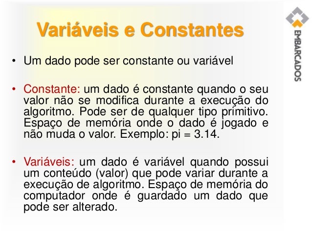 Algoritmos Variáveis E Constantes