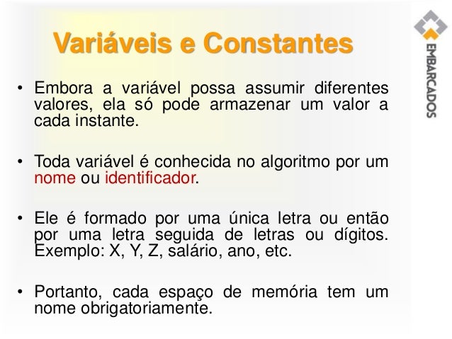 Algoritmos Variáveis E Constantes