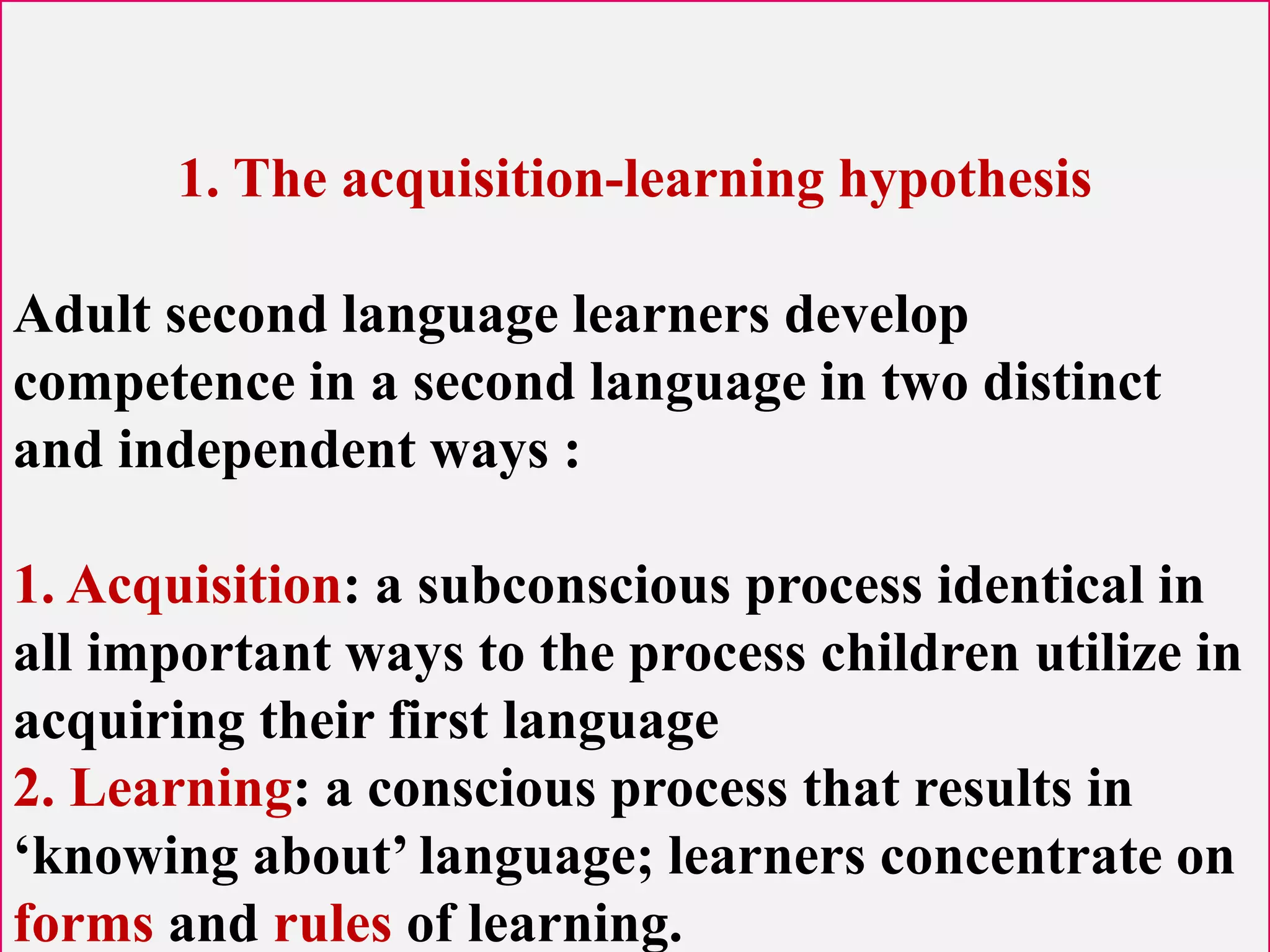 Monitor Model of Second Language Acquisition | PPTX