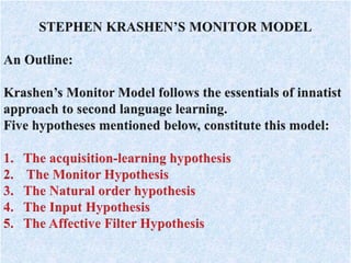 Monitor Model of Second Language Acquisition | PPTX