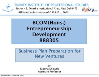 Entrepreneurship Development- Business Plan Preparation for New ...