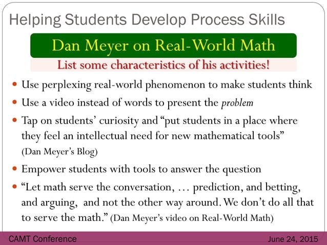Helping Students Develop Mathematical Process Skills, Really? | PPT