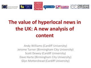 Value of Hyperlocal News, by Dr Andy Williams | PPT
