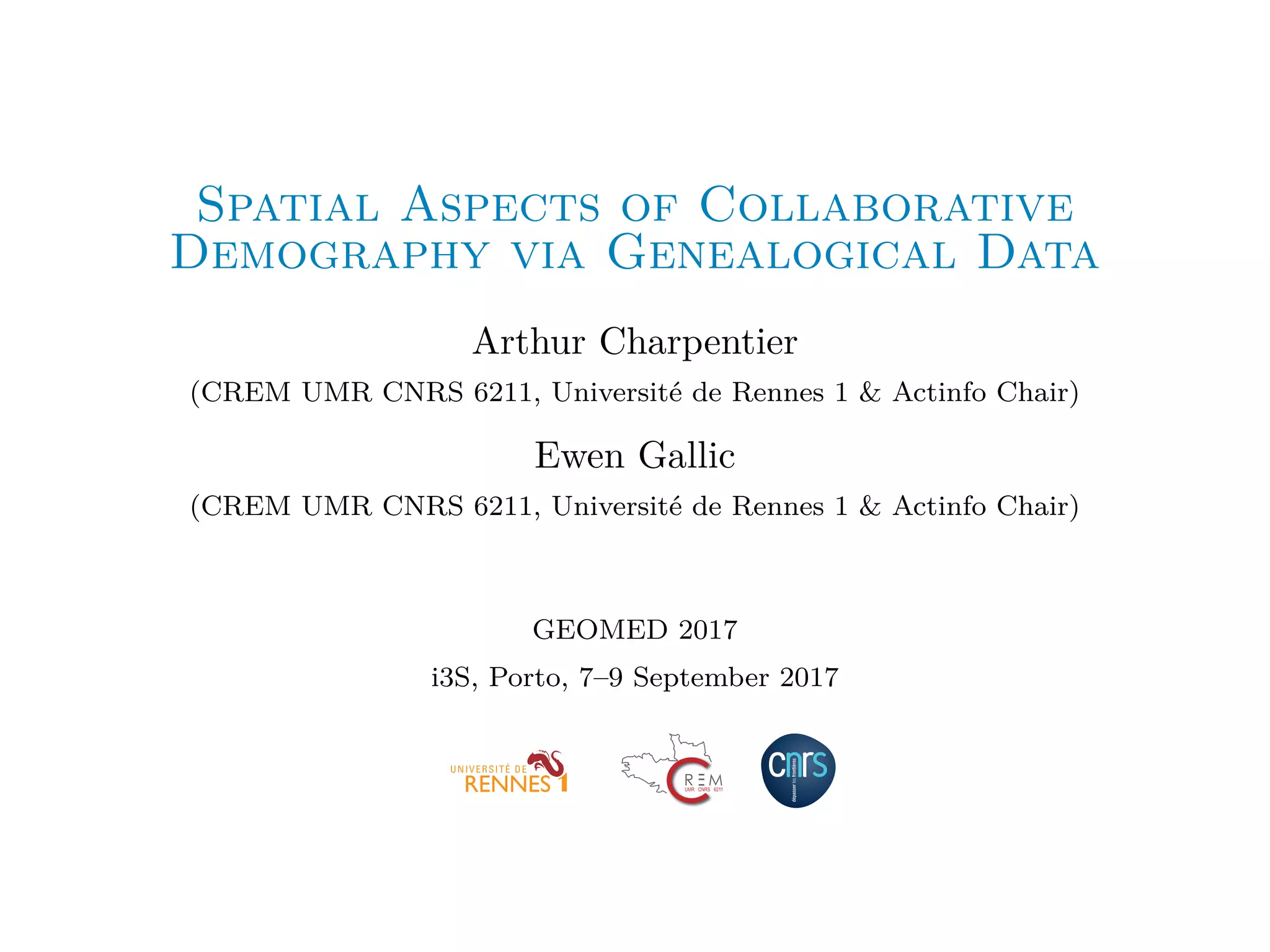 Spatial Aspects Of Collaborative Demography Via Genealogical Data Pdf Genealogy And Ancestry