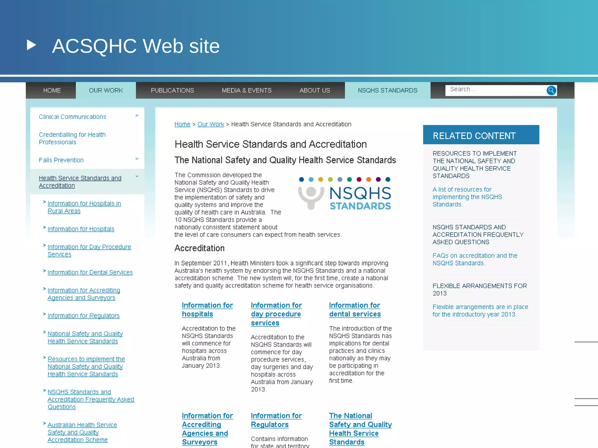 Deb Picone: Implications of The New National Healthcare Standards for ...