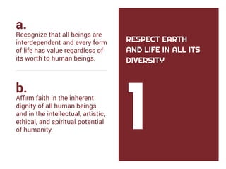 Earth Charter Pilar 1 English: Respect and Care for the Community of ...