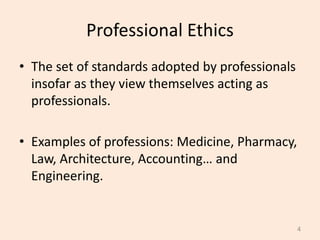 Slide set 1 intro to professional ethics | PDF