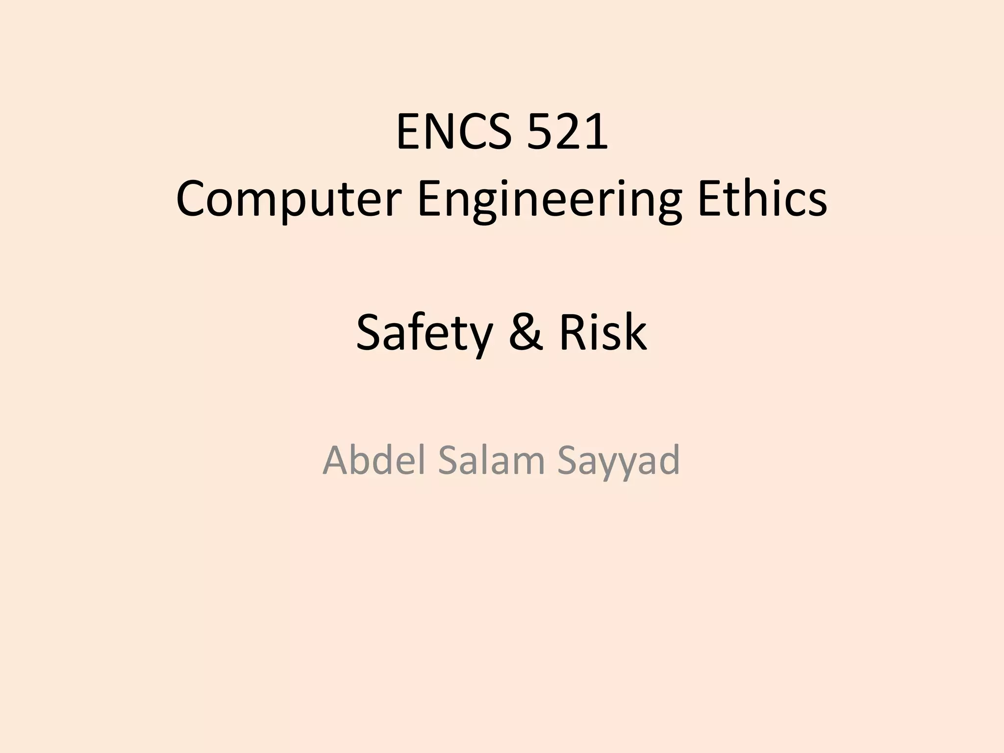 Slide set 4 safety and risk | PDF