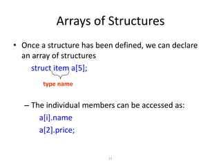 slideset 7 structure and union (1).pdf | Programming Languages | Computing