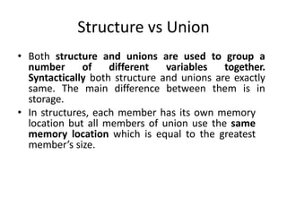 slideset 7 structure and union (1).pdf | Programming Languages | Computing