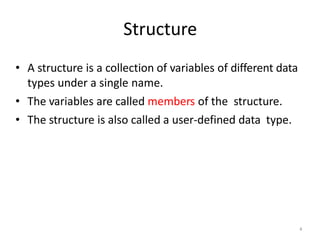slideset 7 structure and union (1).pdf | Programming Languages | Computing