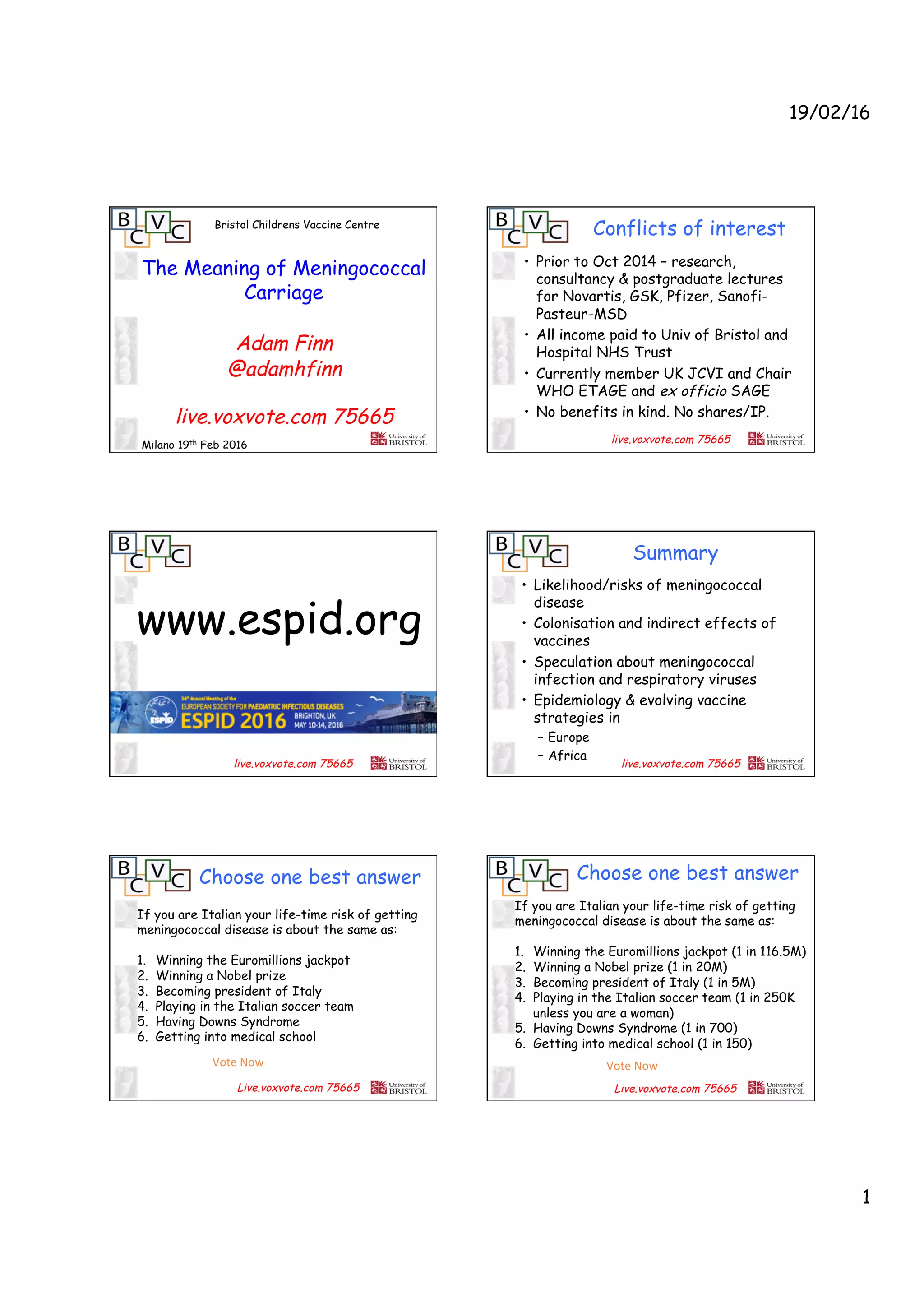 The meaning of meningococcal carriage - Slideset by Professor Adam Finn | PDF