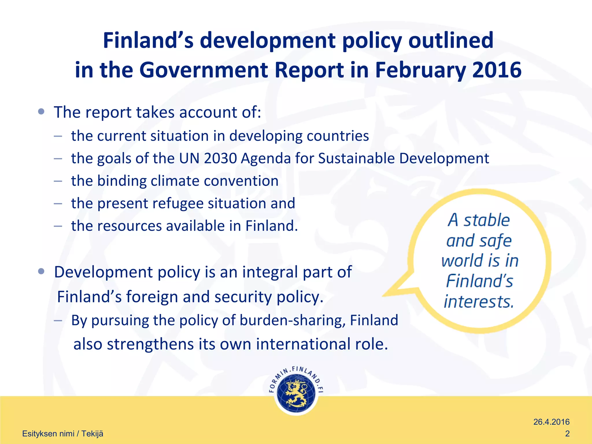 Finland's development policy 2016 | PDF