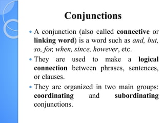 Discourse Markers: conjunctions and prepositions | PPTX