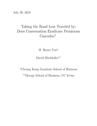 Conversation, Observational Learning, and Informational Cascades | PDF