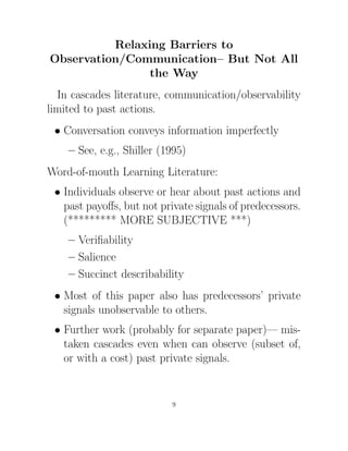Conversation, Observational Learning, and Informational Cascades | PDF