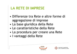 Reti di impresa - Presentazione Cosa sono le Reti di impresa | PPT