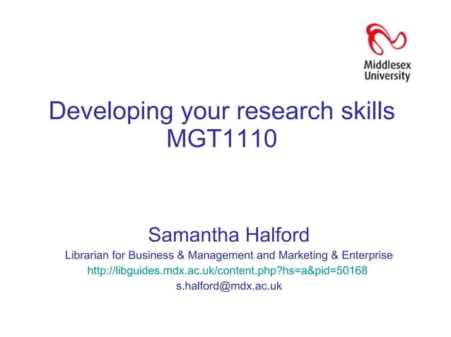 Developing your research skills | PPT
