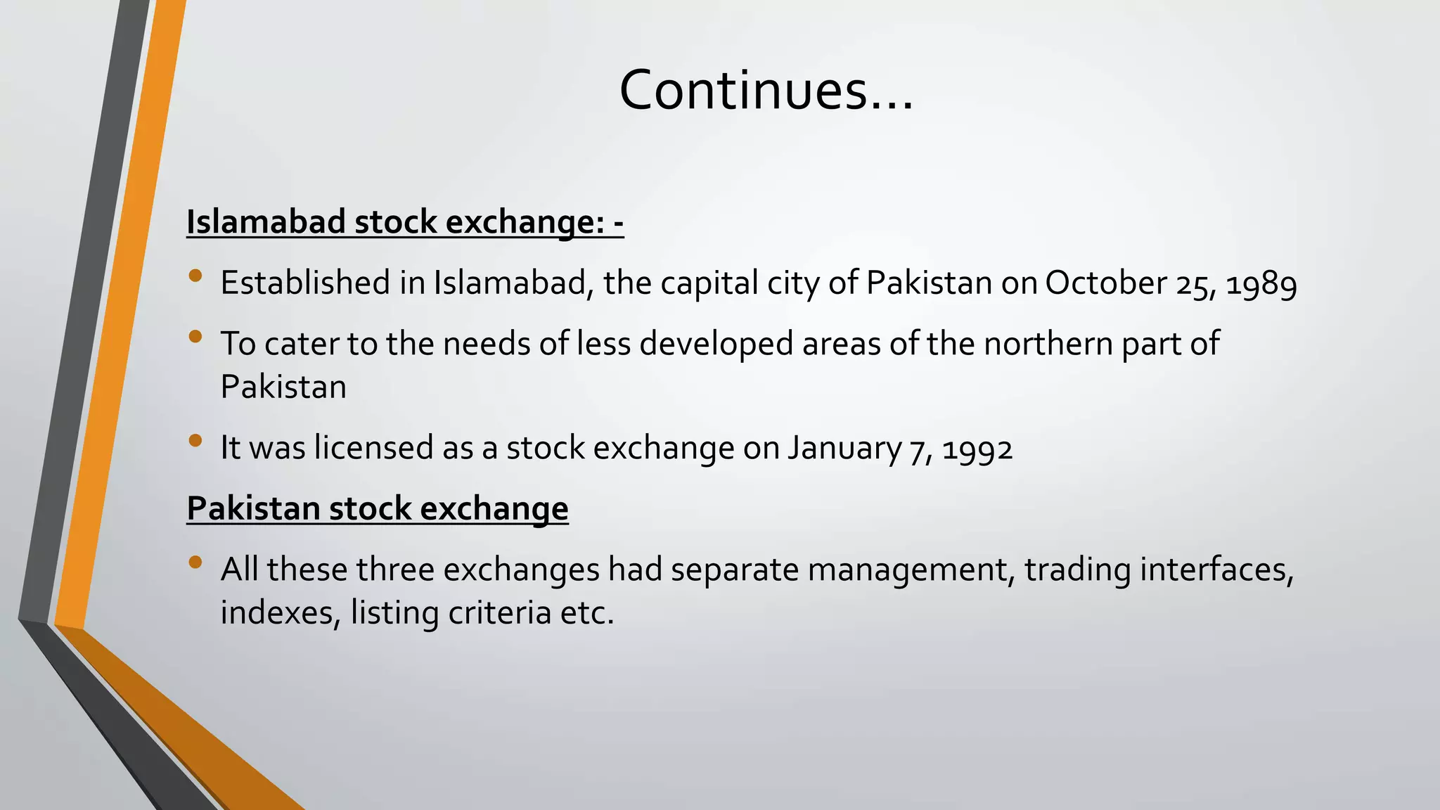 Slides for stock exchange ( Pakistan) | PPTX