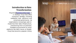 Online Migration From Teradata To Amazon | PPTX
