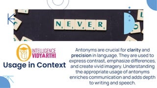 The diversity of antonyms in english | Intelligence vidyarthi | PDF