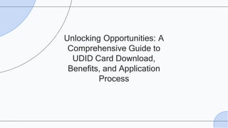 UDID Card Download, Benefits & Application Process | PDF