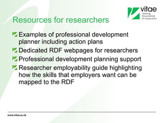 Implementing the Researcher Development Framework | PPT